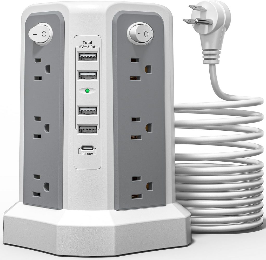 Your Ultimate Power Solution: The Angled Flat Plug 12 AC Outlets Power ...
