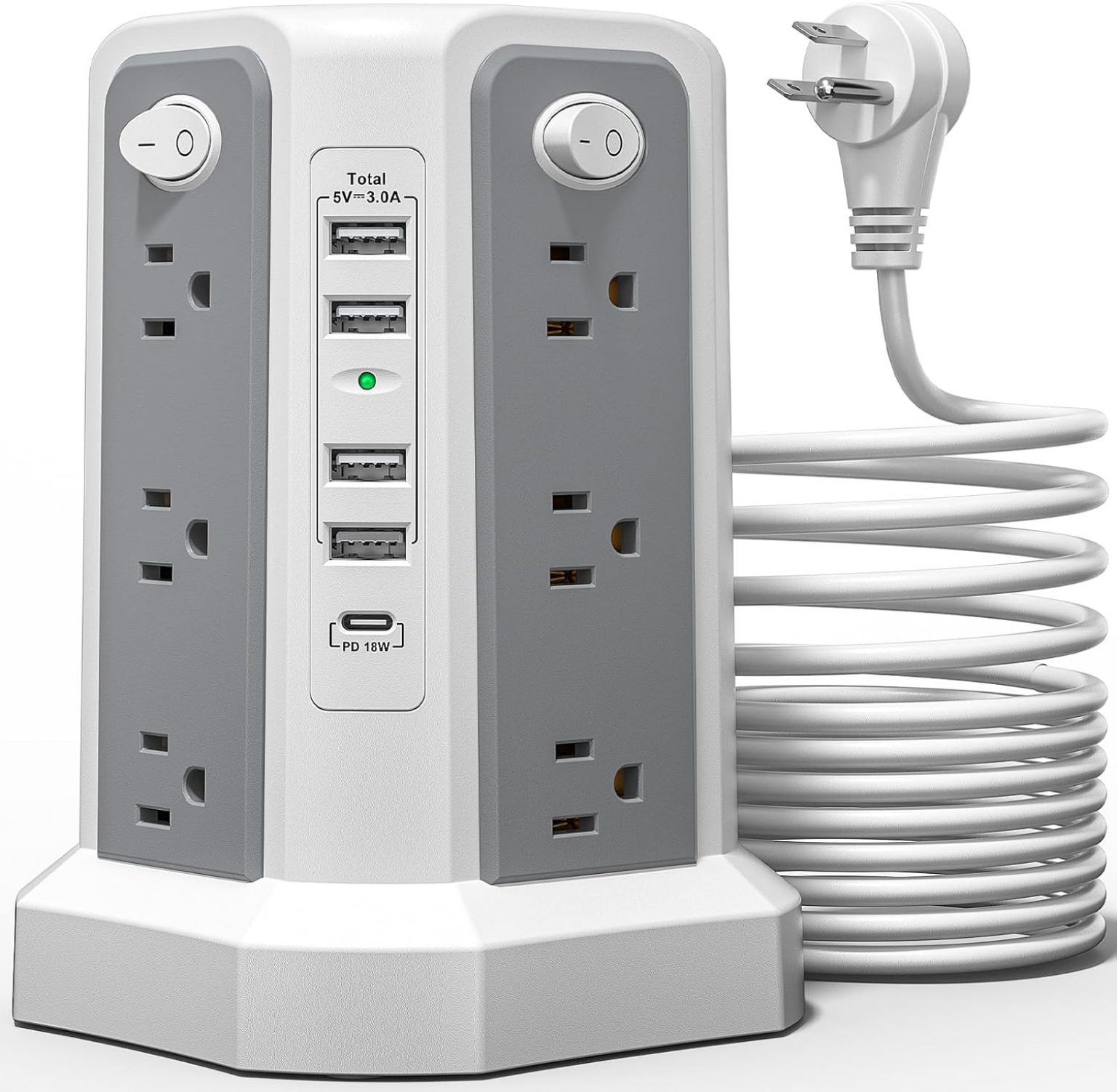 Your Ultimate Power Solution: The Angled Flat Plug 12 AC Outlets Power ...
