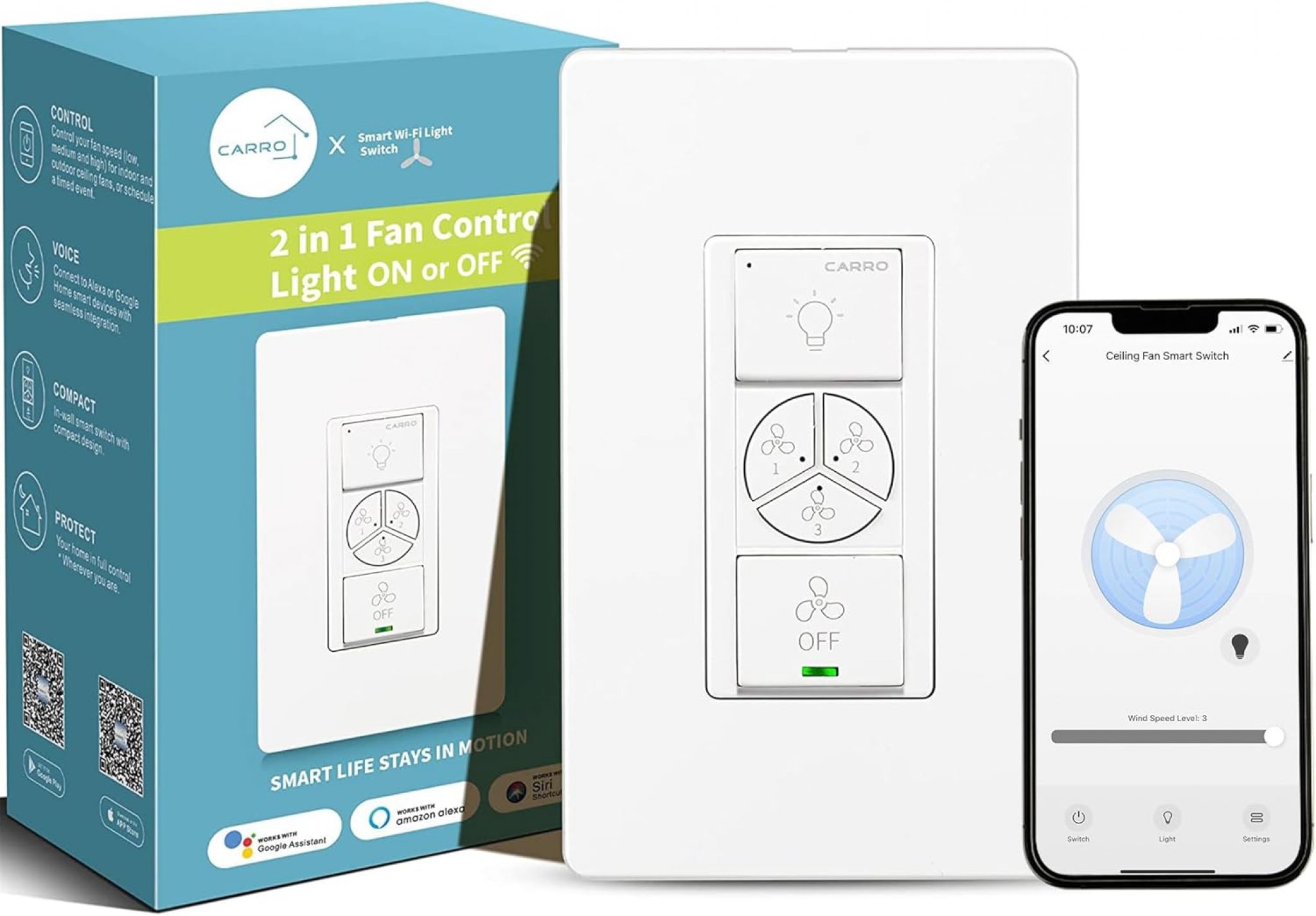 Revamp Your Space with the Carro Light & 3 Speed Ceiling Fan Control ...